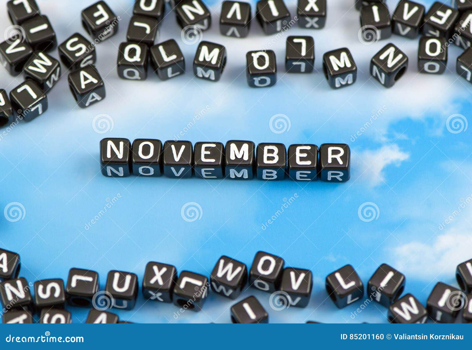 Word November, Wooden Letters. Frame Of Yellow Leaves, Wooden ...