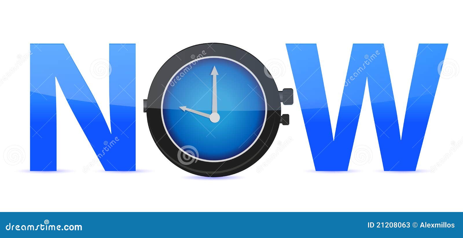 Word Now with a Clock in the Letter O Stock Vector - Illustration of ...