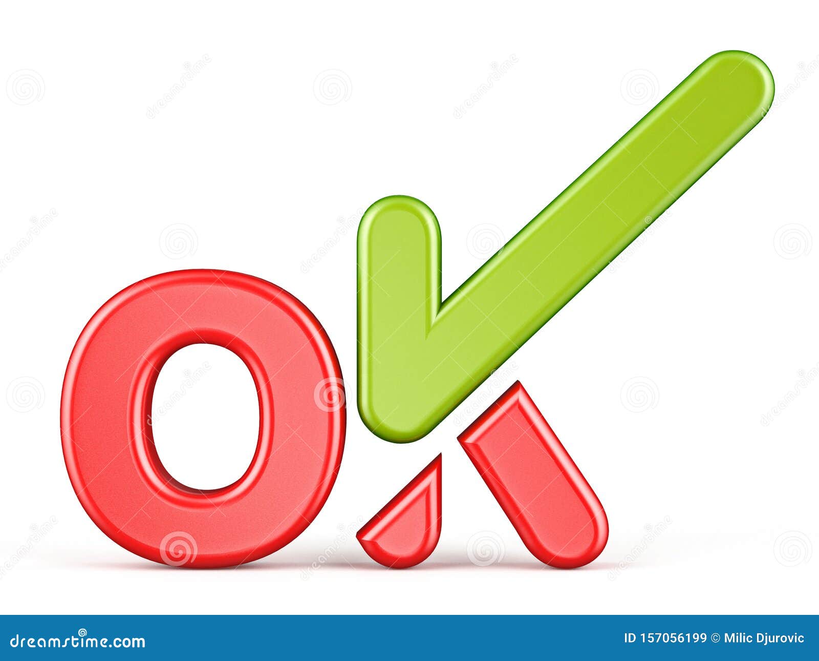 Word OK with Green Check Mark Front View 3D Stock Illustration ...