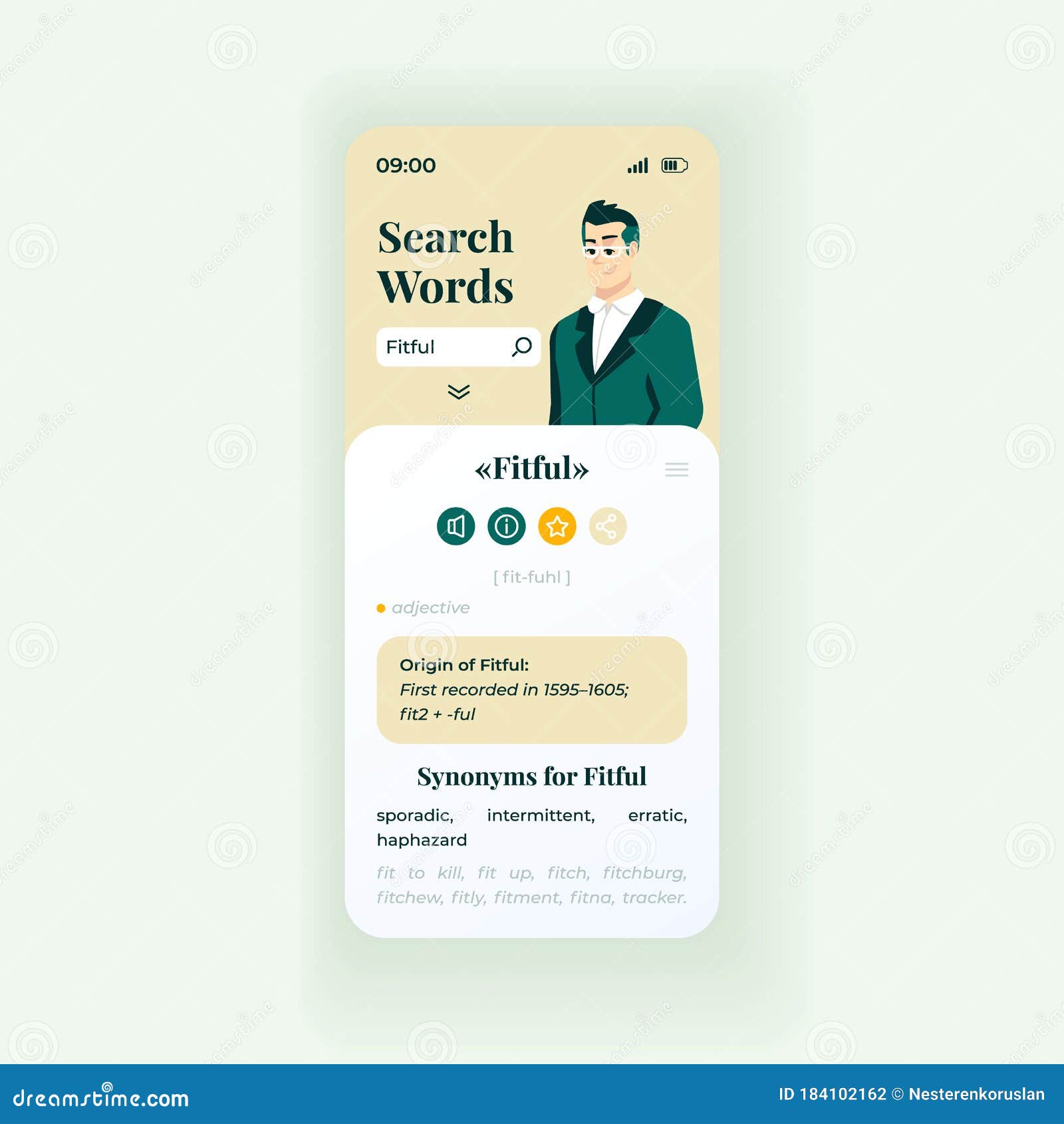 Word Online Search Smartphone Interface Vector Template Stock Vector ...