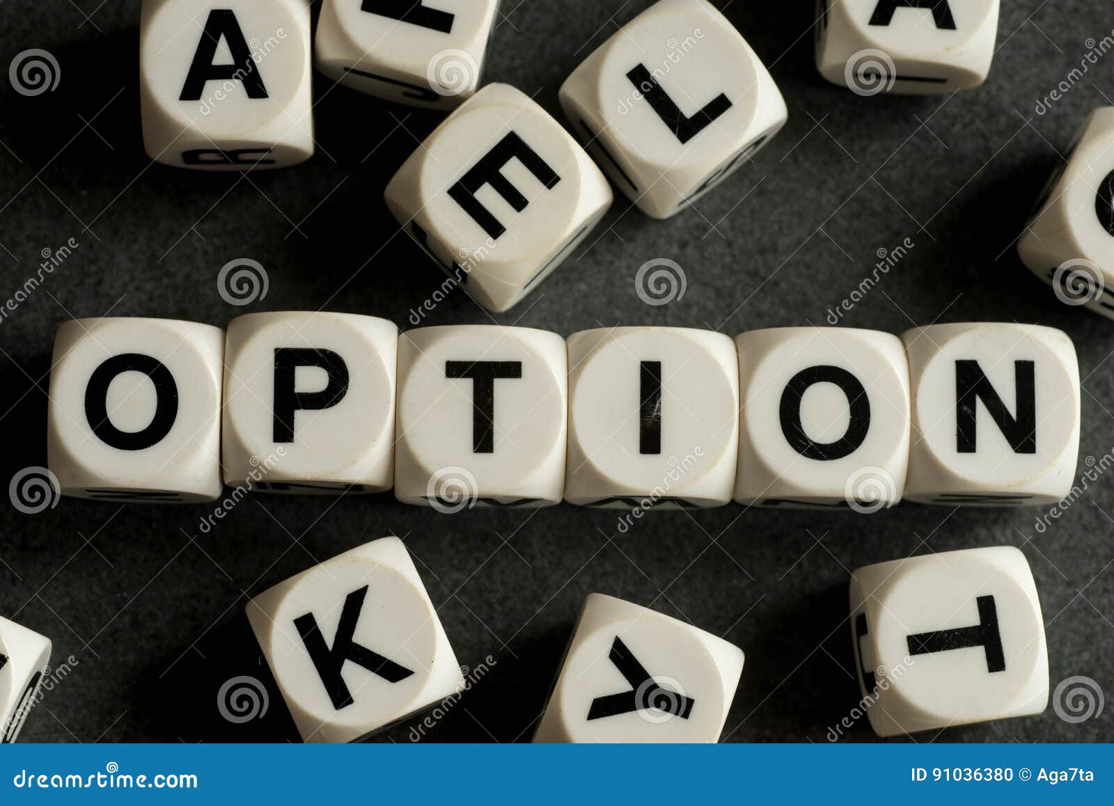 Word option on toy cubes stock photo. Image of creativity - 91036380
