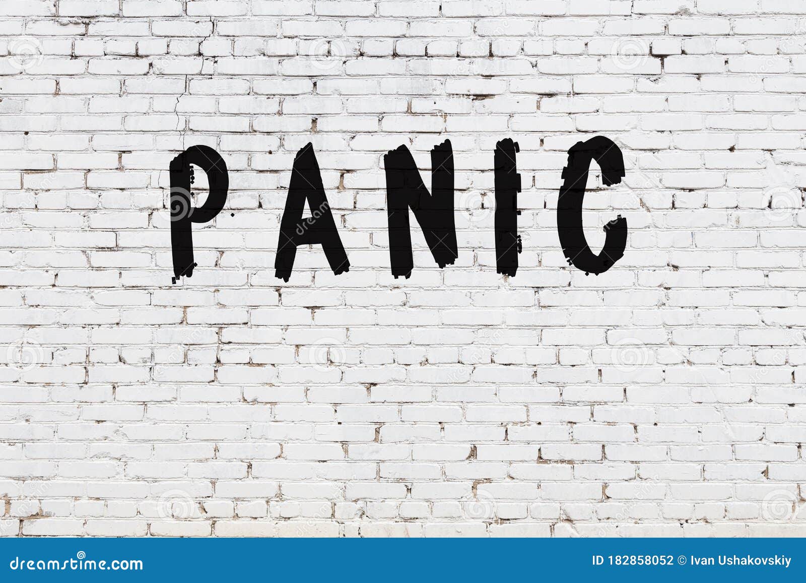 White Wall with Black Paint Inscription Panic on it Stock Photo - Image ...