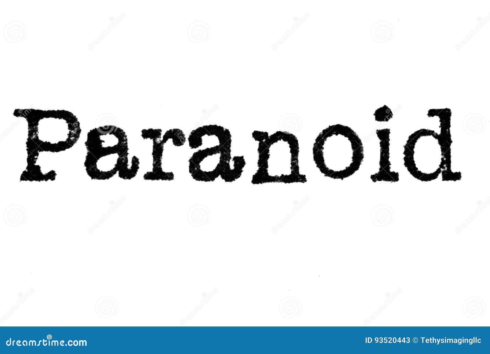 The Word `Paranoid` from a Typewriter on White Stock Image - Image of ...