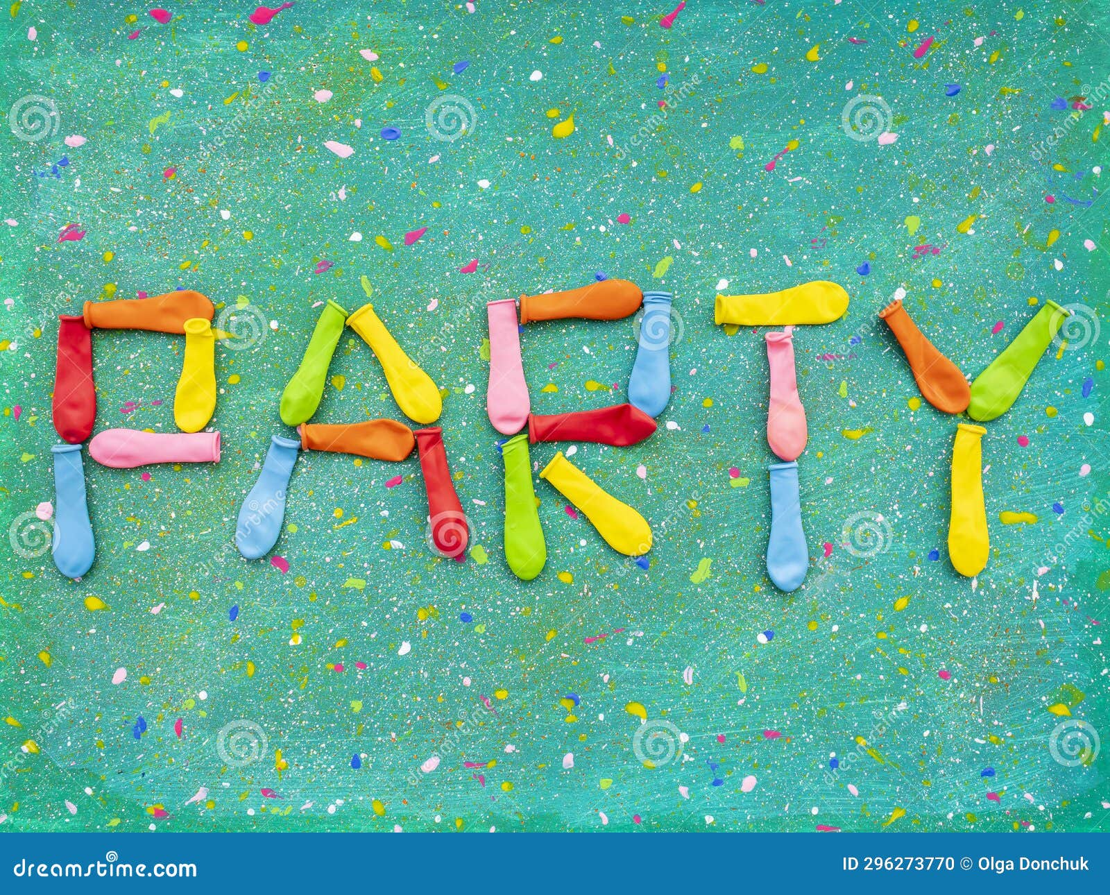 Word Party Made of Deflated Balloons Stock Photo - Image of celebration ...