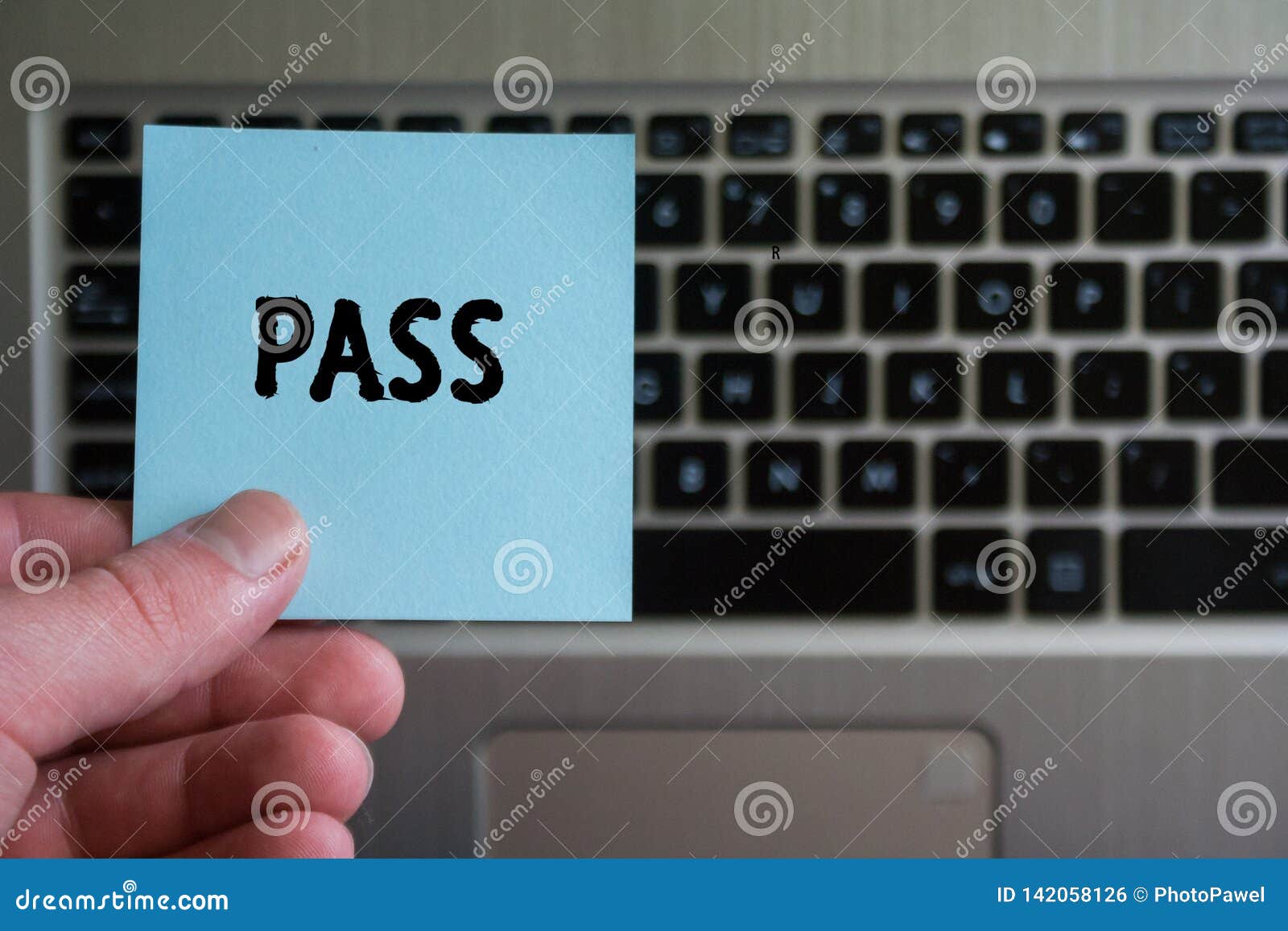 Word PASS on sticky note stock photo. Image of background - 142058126