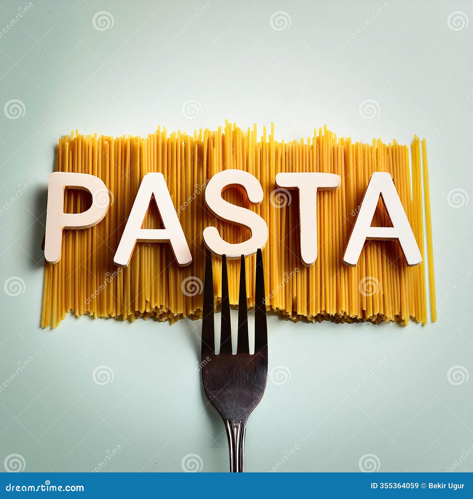 Word Pasta Made of Cooked Spaghetti with Fork Stock Illustration ...
