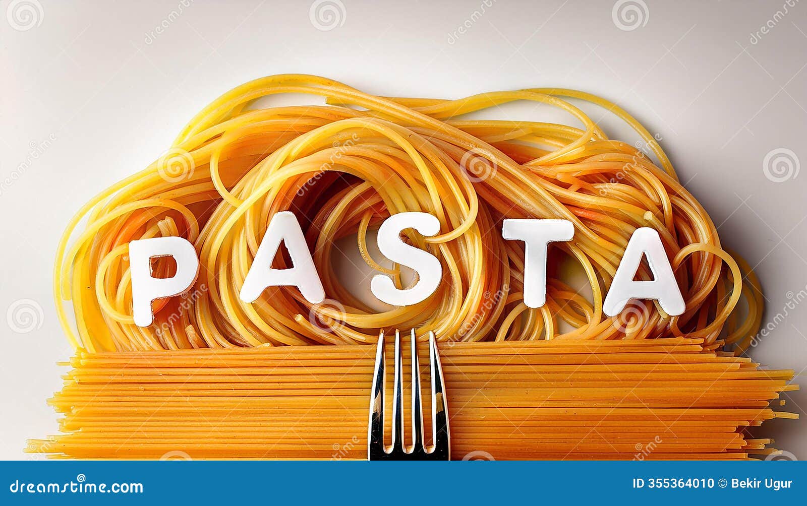 Word Pasta Made of Cooked Spaghetti with Fork Stock Illustration ...