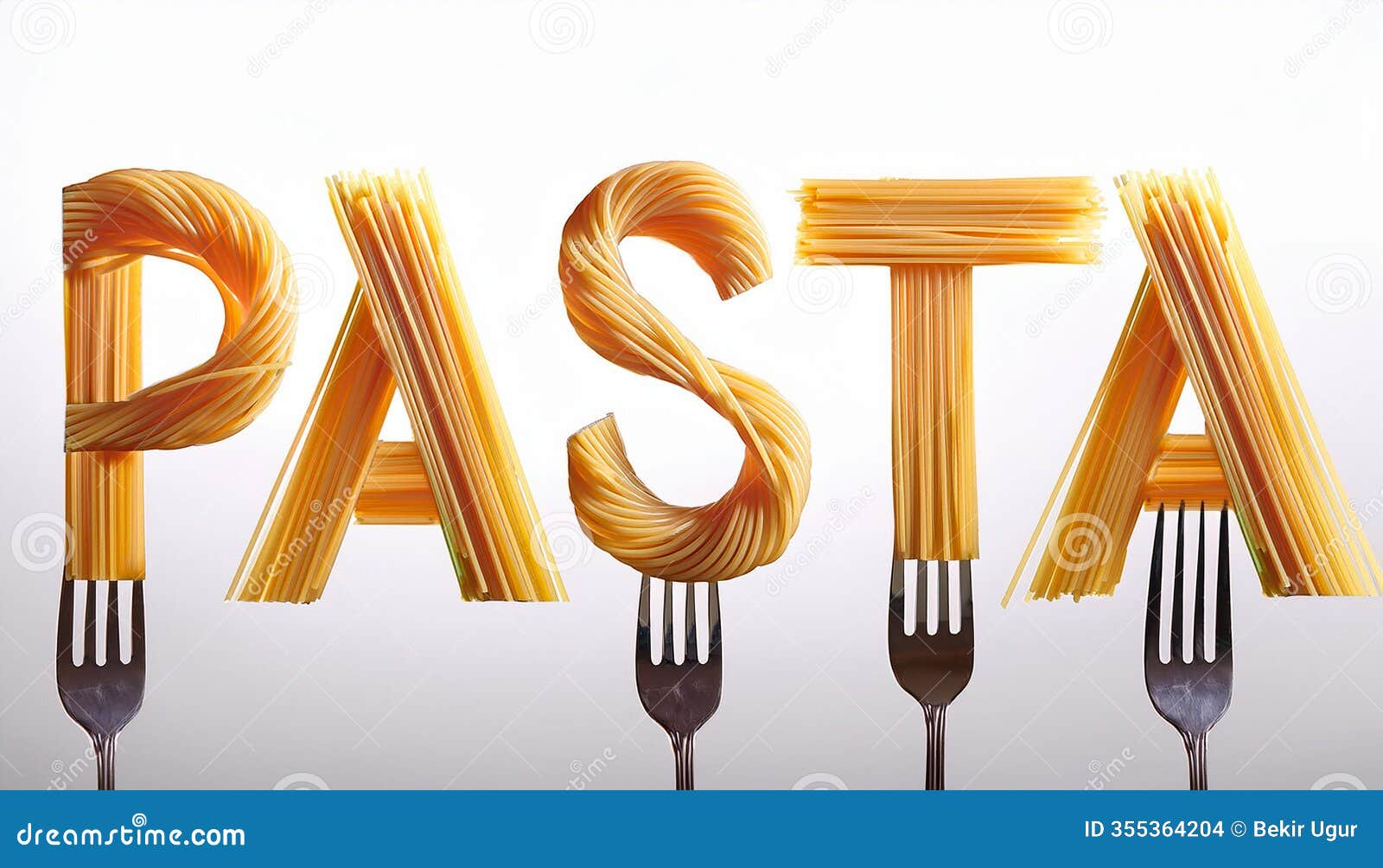 Word Pasta Made of Cooked Spaghetti with Fork Stock Illustration ...