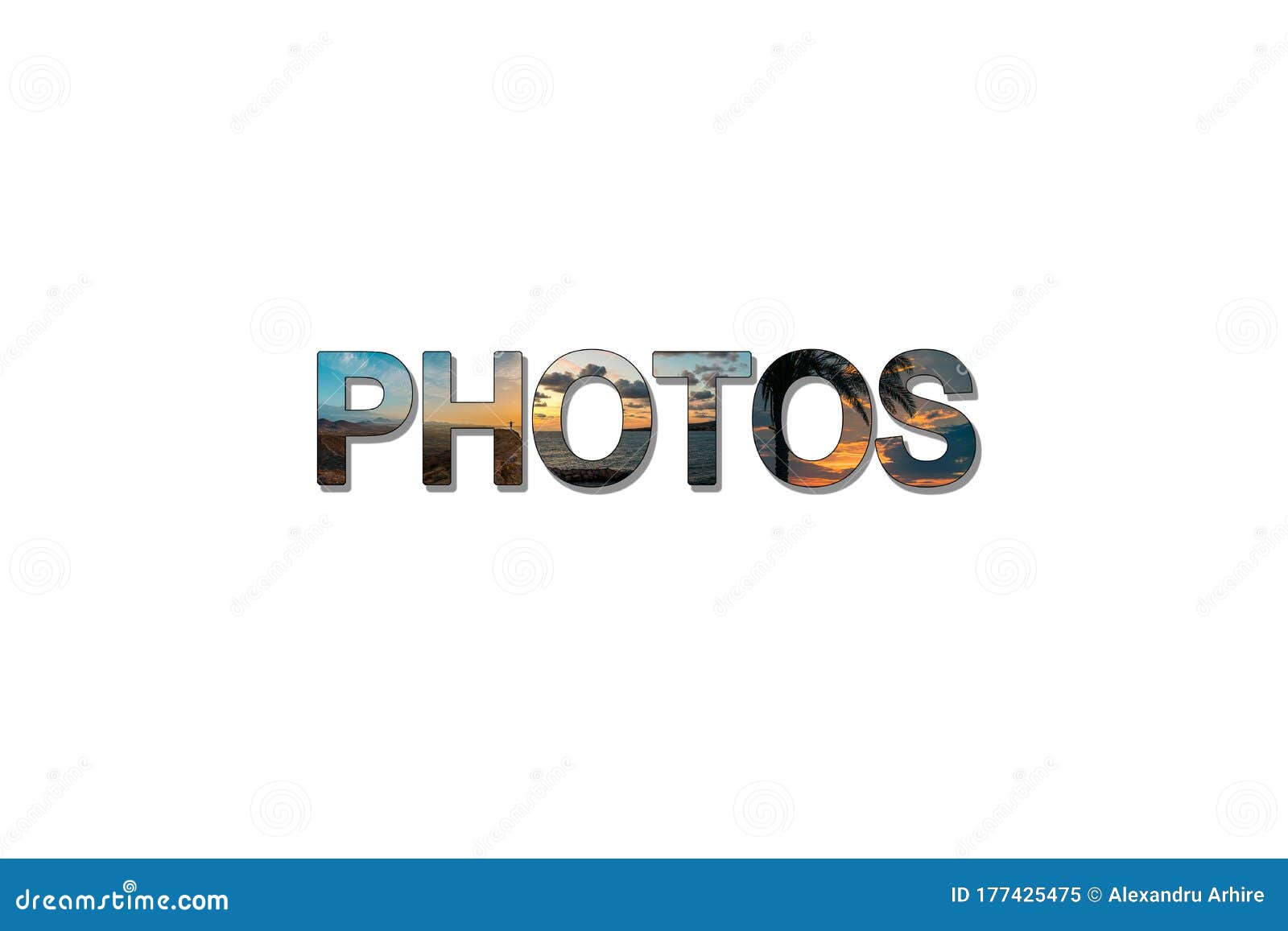 Word with Photos Inside - Photos on White Background Stock Image ...