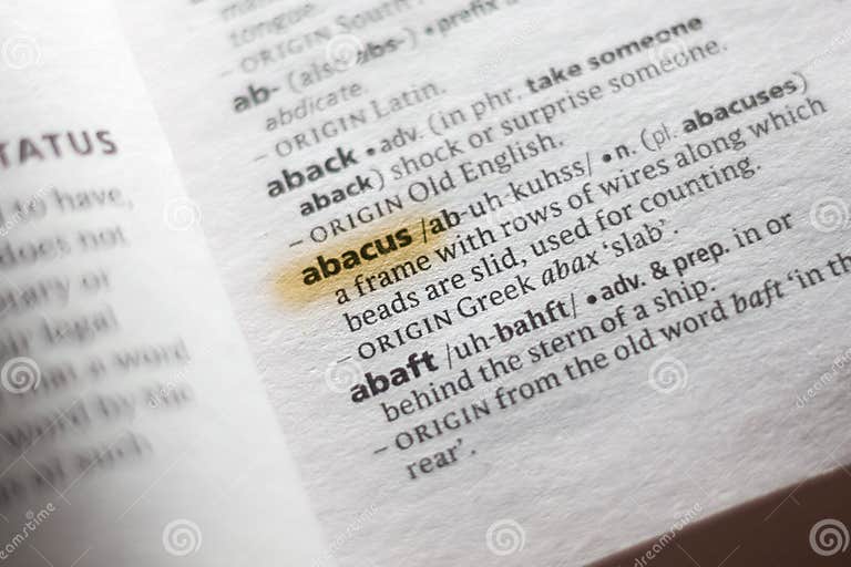 The Word or Phrase Abacus in a Dictionary Stock Photo - Image of ...