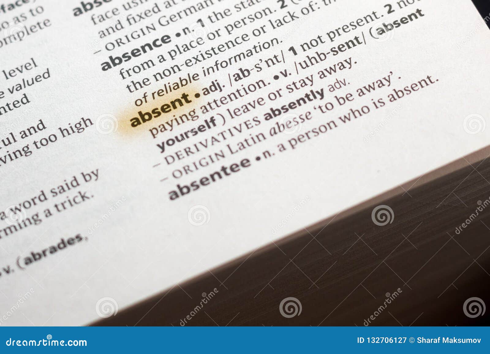 The Word or Phrase Absent in a Dictionary Stock Image - Image of ...