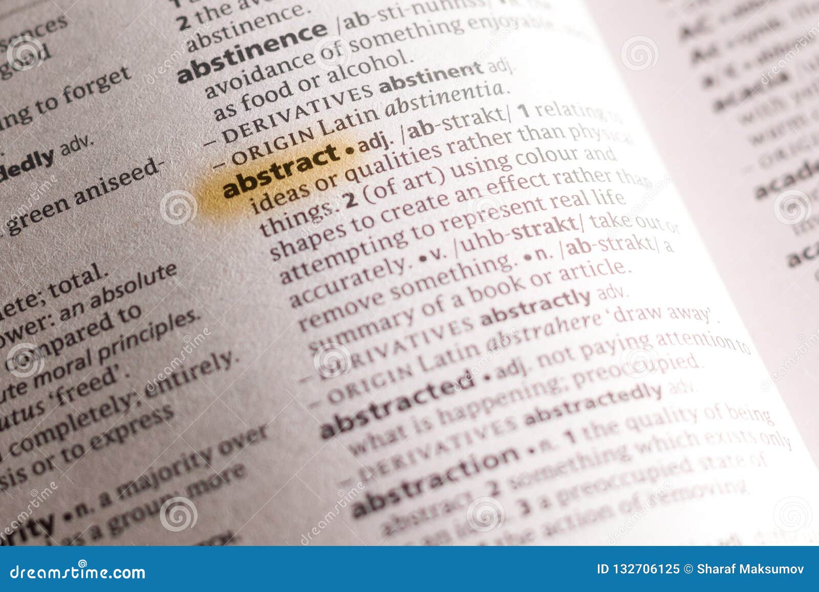 The Word or Phrase Abstract in a Dictionary Stock Image - Image of page ...