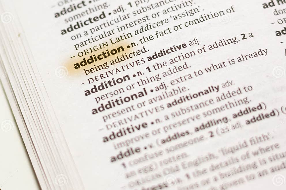 The Word or Phrase Addiction in a Dictionary Stock Image - Image of ...
