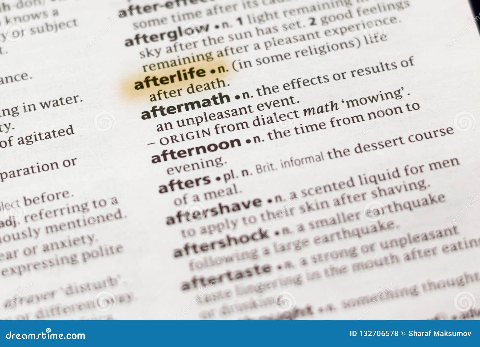 The Word or Phrase Afterlife in a Dictionary Stock Photo - Image of ...