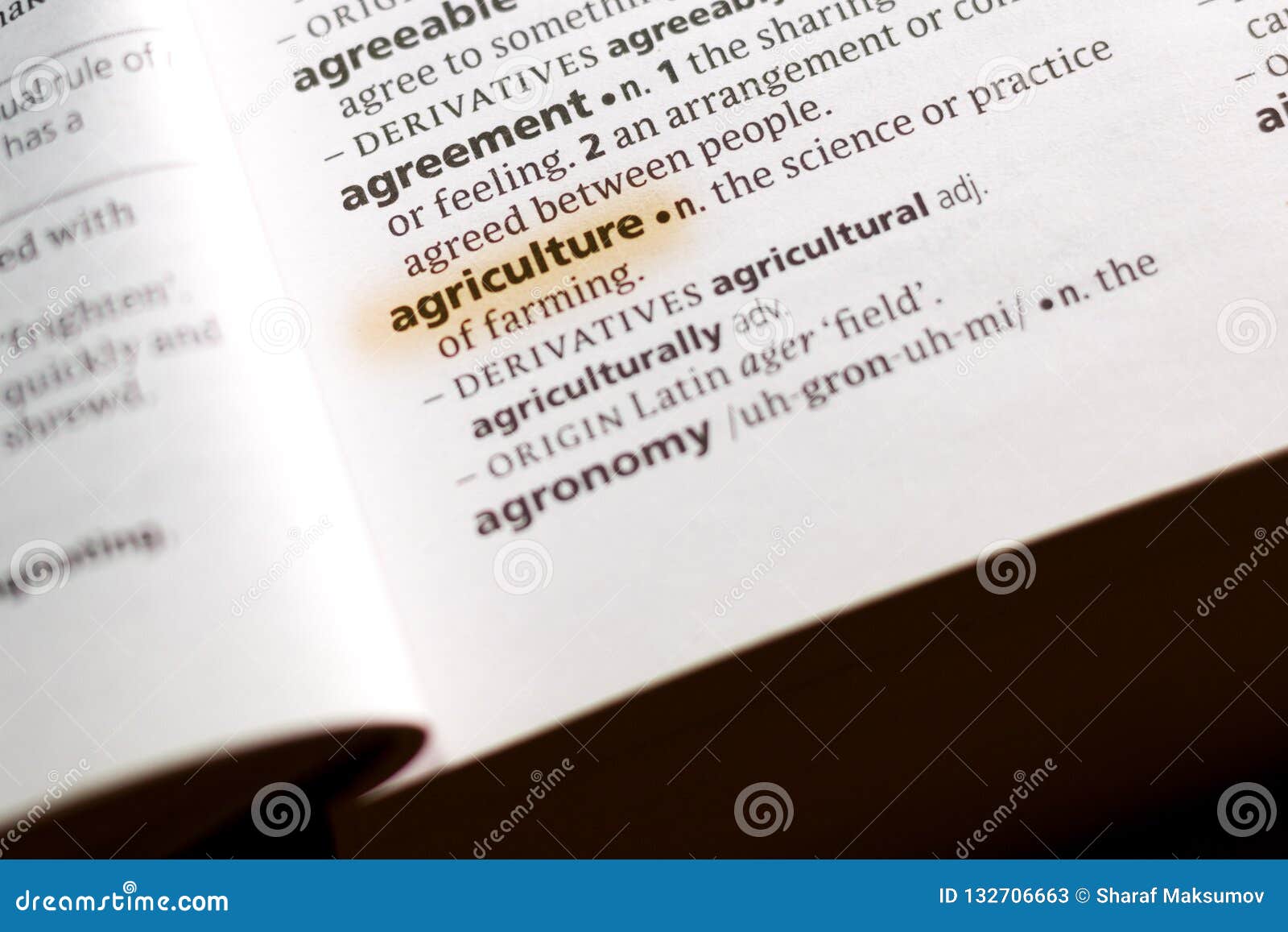 The Word or Phrase Agriculture in a Dictionary Stock Image - Image of ...