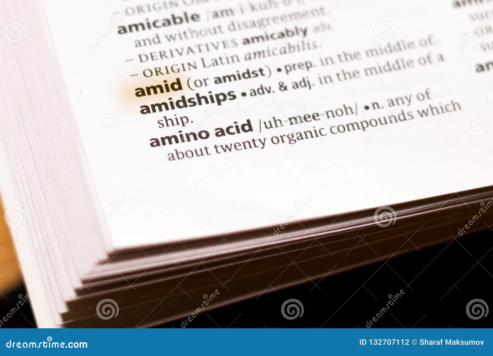 The Word or Phrase Amid in a Dictionary Stock Photo - Image of concept ...