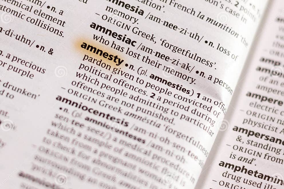 The Word or Phrase Amnesty in a Dictionary Stock Image - Image of ...