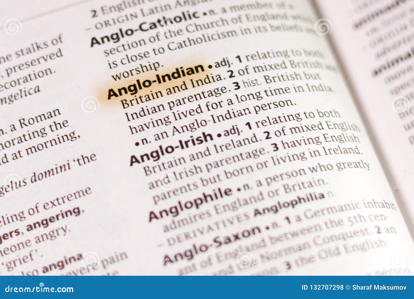 The Word or Phrase Anglo-Indian in a Dictionary Stock Photo - Image of ...