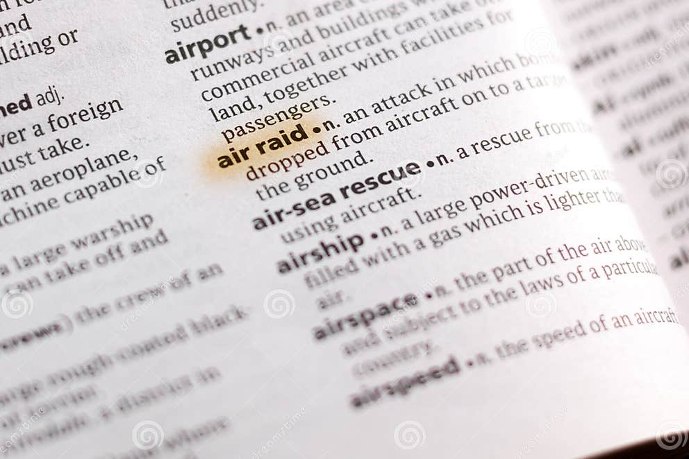 The Word or Phrase Ari Raid in a Dictionary Stock Photo - Image of ...