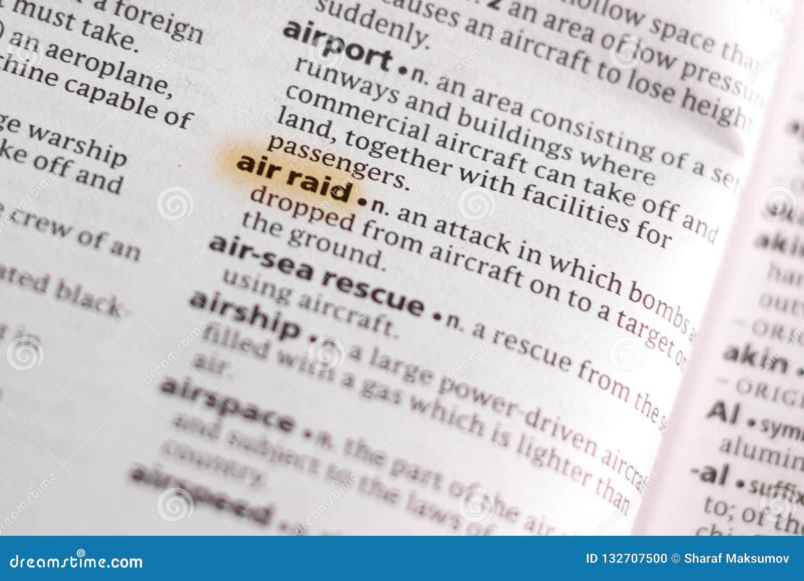 The Word or Phrase Ari Raid in a Dictionary Stock Photo - Image of ...