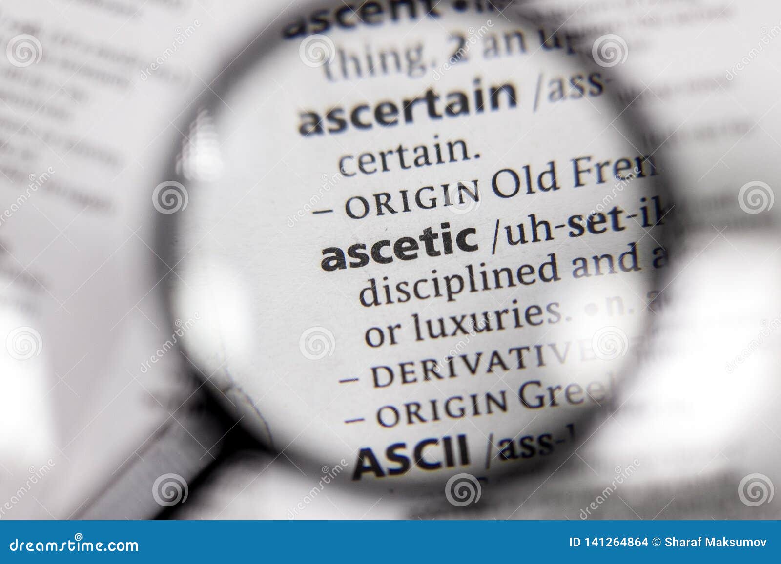 The Word or Phrase Ascetic in a Dictionary Stock Photo - Image of black ...