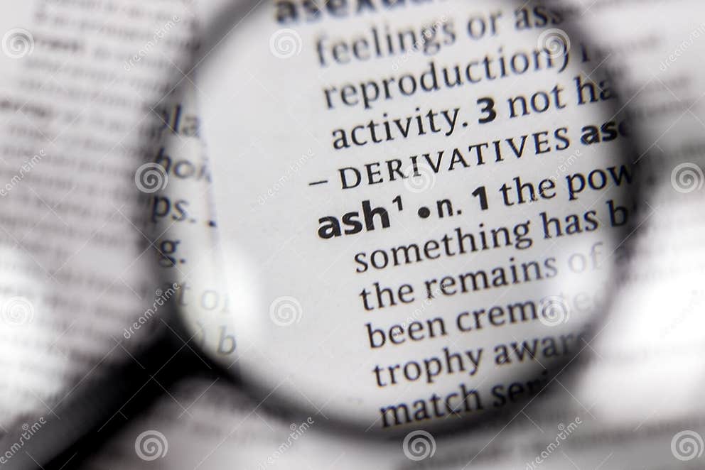 The Word or Phrase Ash in a Dictionary Stock Image - Image of white ...