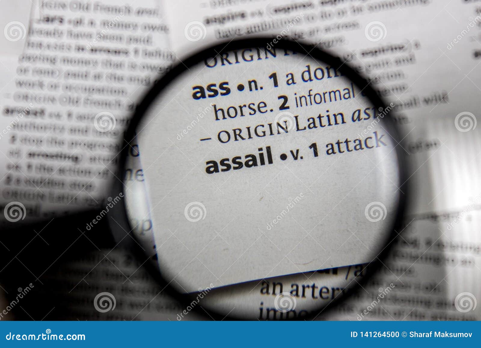 The Word or Phrase Assail in a Dictionary Stock Photo - Image of ...