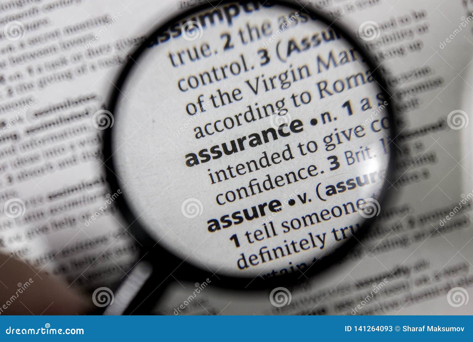 The Word or Phrase Assurance in a Dictionary Stock Image - Image of ...