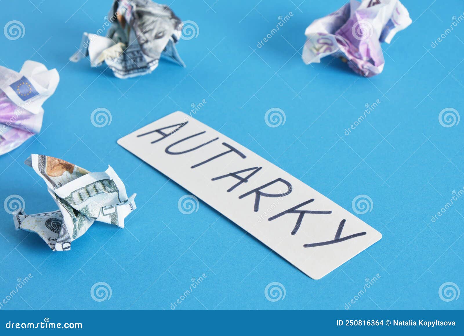 The Word of Phrase - Autarky Concept Blue Background Stock Photo ...