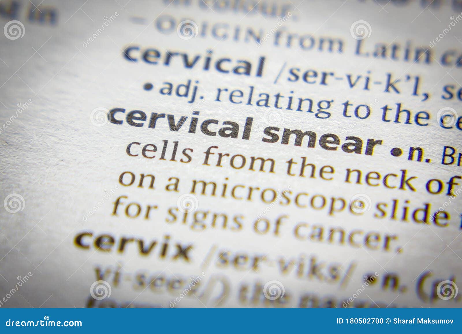 Word or Phrase Cervical Smear in a Dictionary Stock Photo - Image of ...