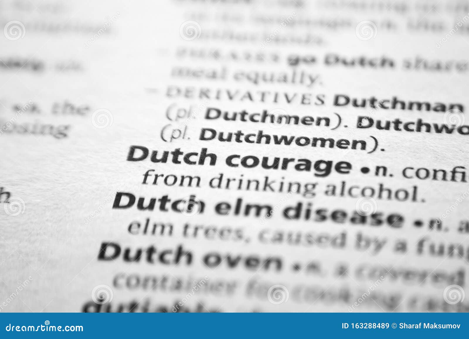 Word or Phrase Dutch Courage in a Dictionary Stock Image - Image of ...