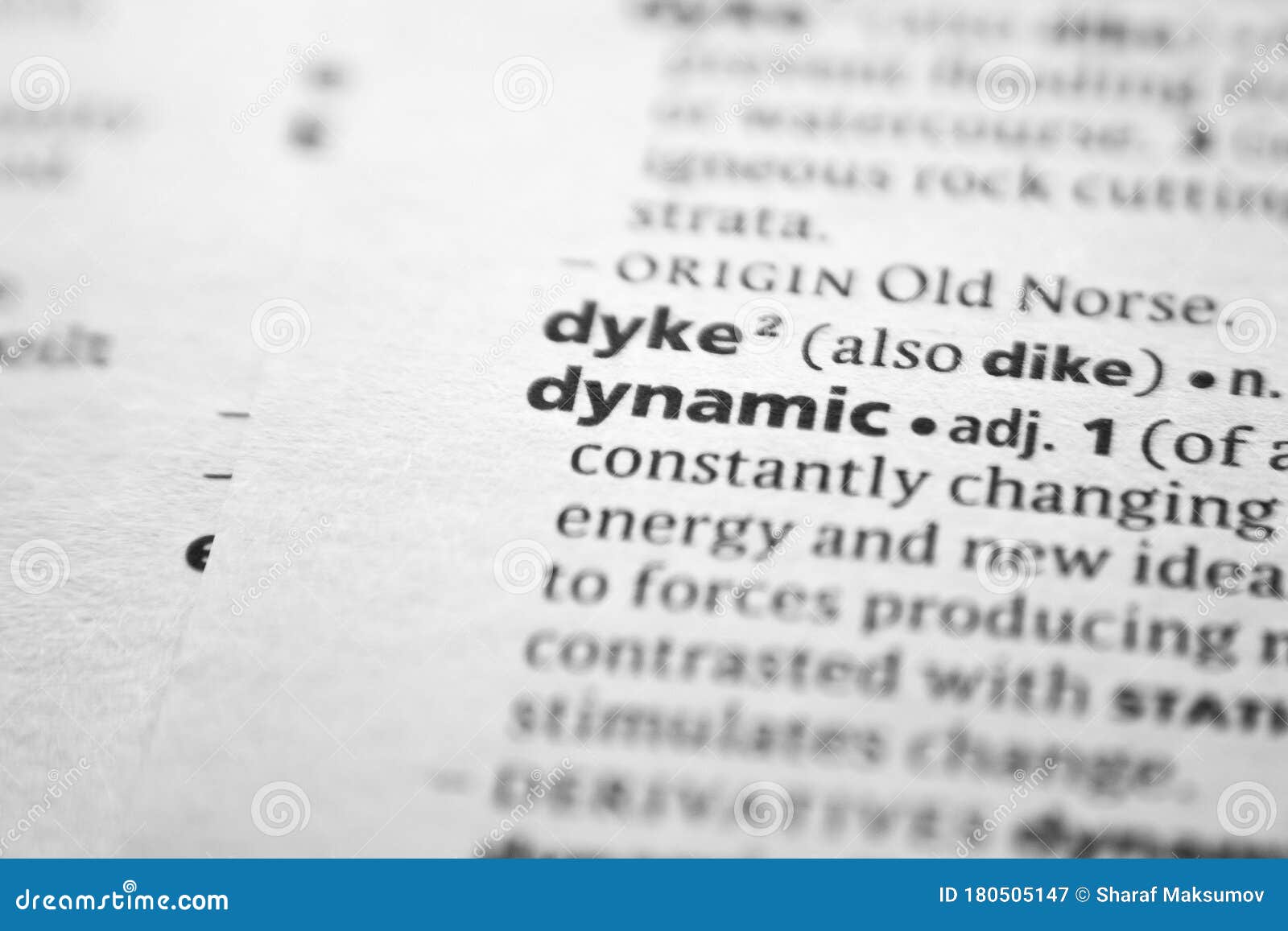Word or Phrase Dynamic in a Dictionary Stock Image - Image of ...