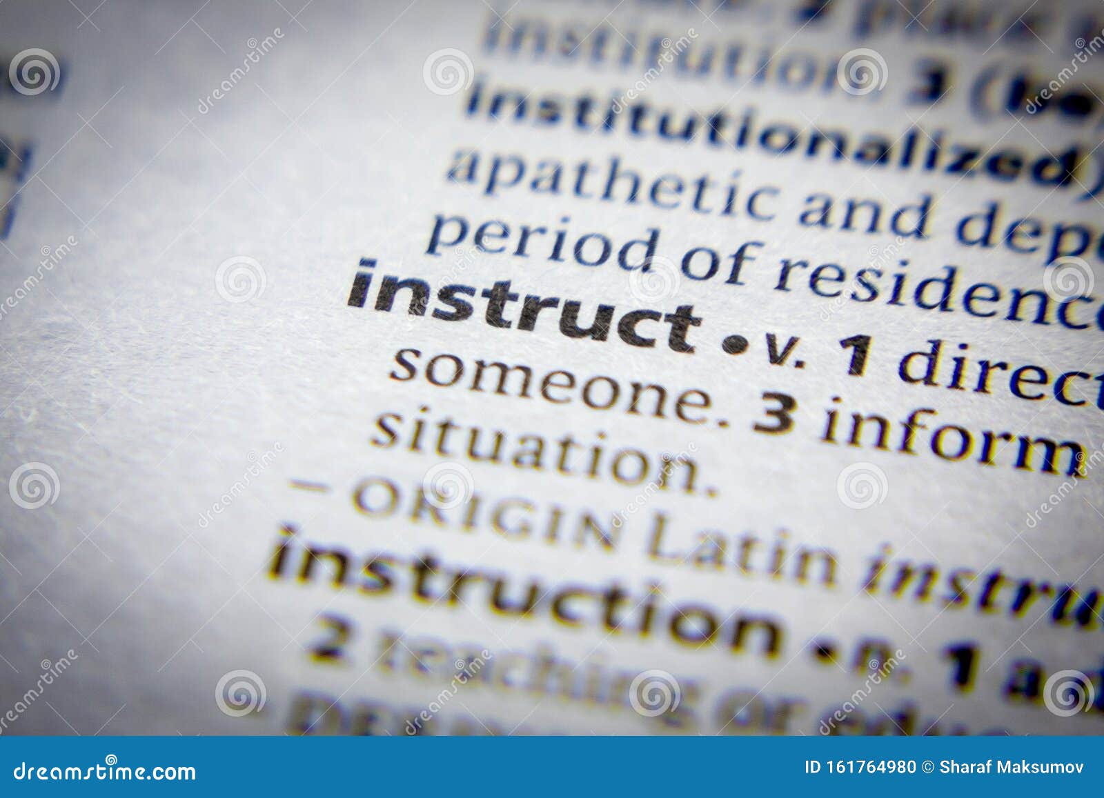 Word or Phrase Instruct in a Dictionary Stock Photo - Image of ...