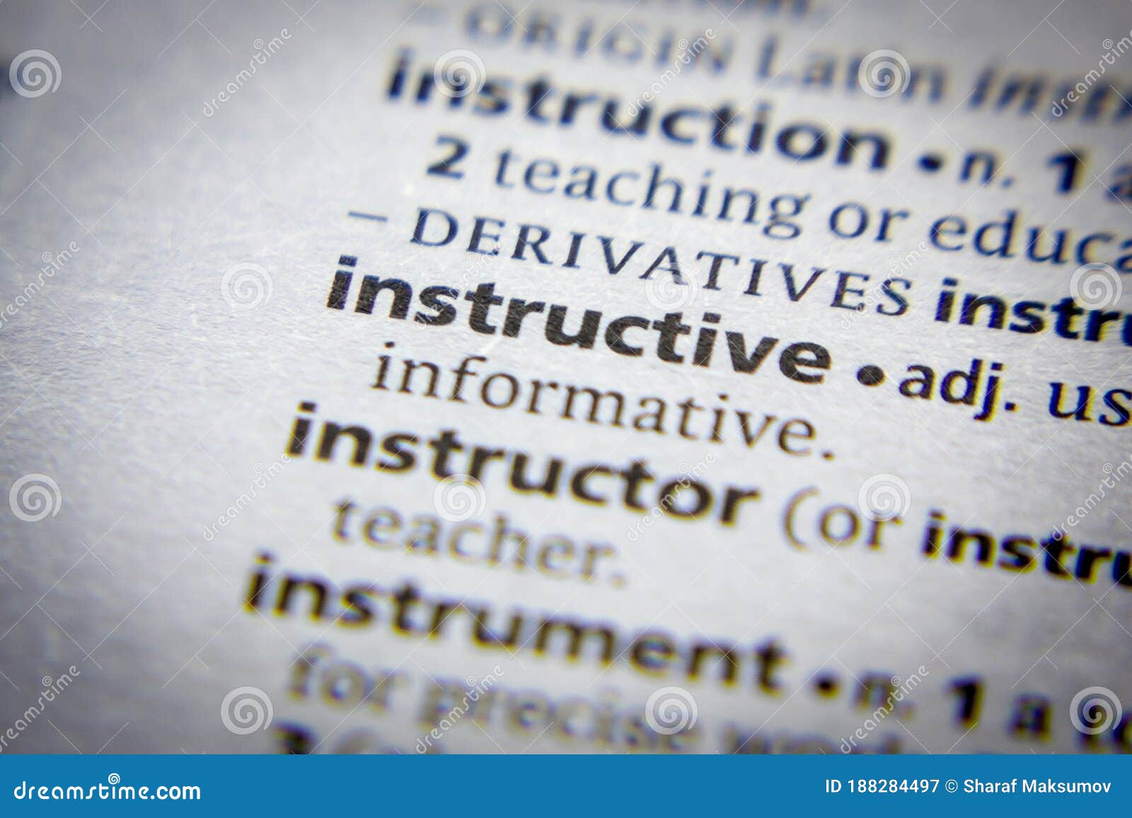 Word or Phrase Instructive in a Dictionary. Stock Image - Image of ...
