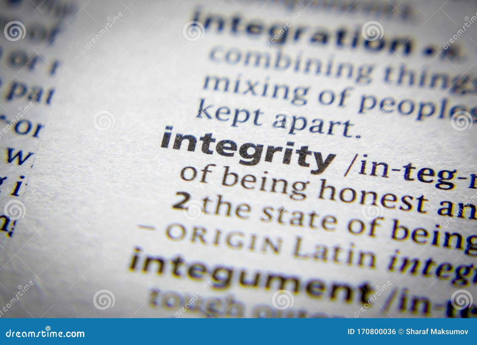 Word or Phrase Integrity in a Dictionary Stock Photo - Image of ...