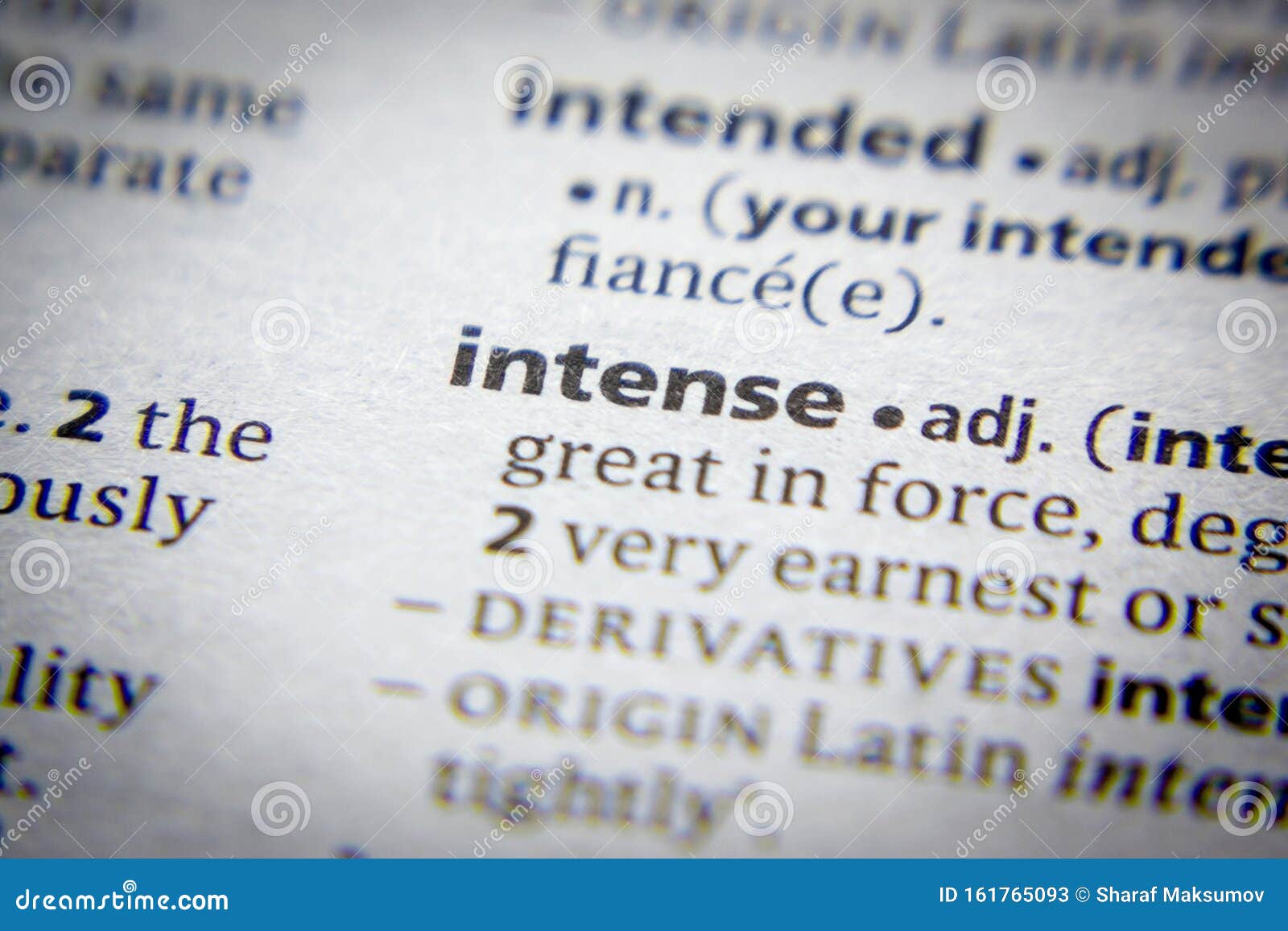 Word or Phrase Intense in a Dictionary Stock Image - Image of paper ...