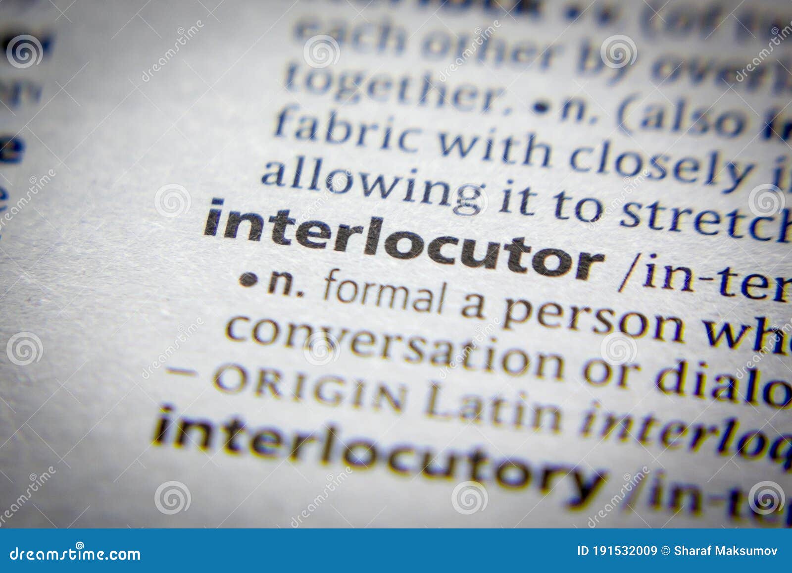 Word or Phrase Interlocutor in a Dictionary. Stock Image - Image of ...