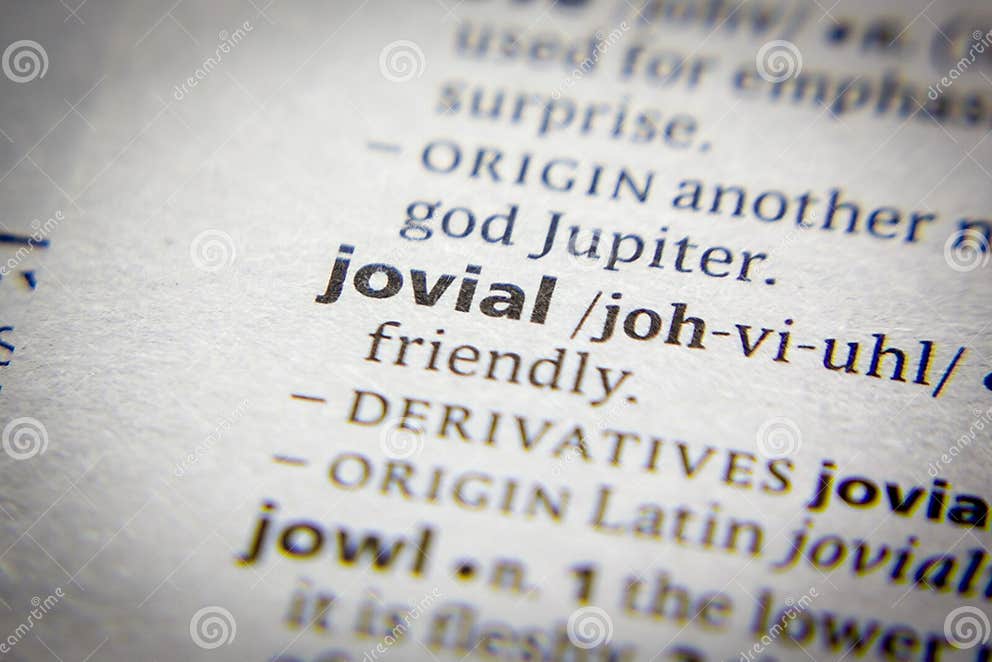 Word or Phrase Jovial in a Dictionary Stock Photo - Image of conceptual ...