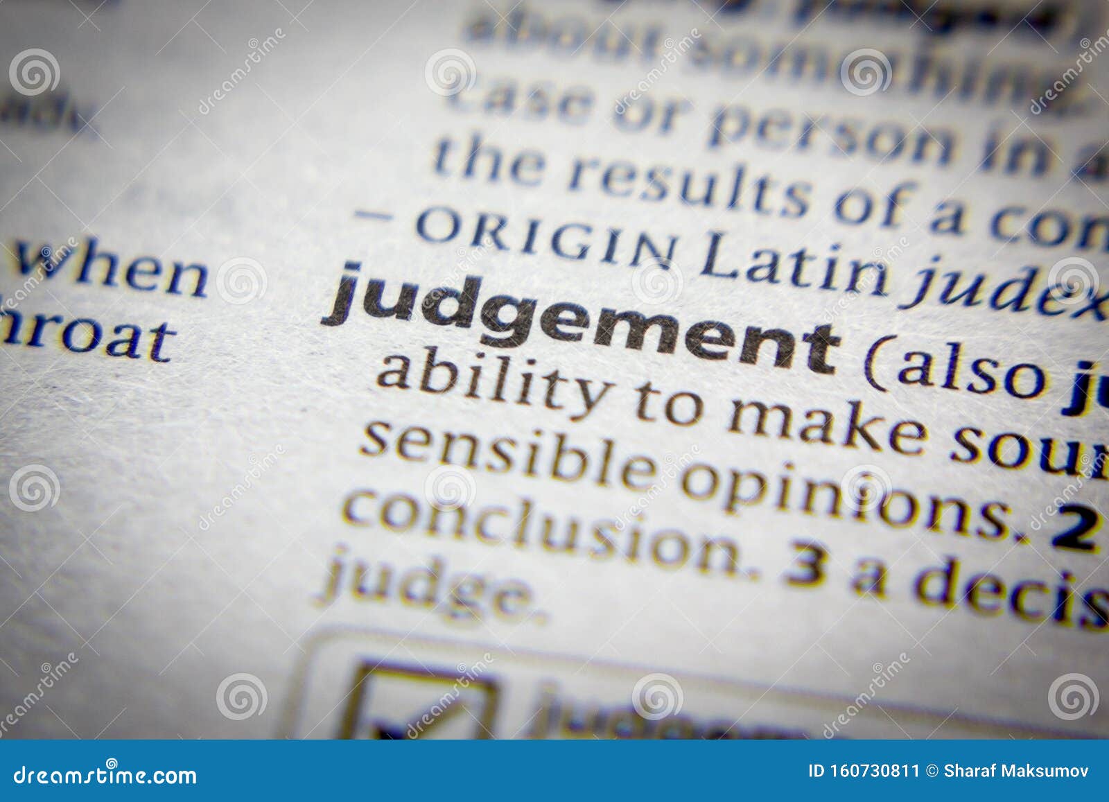 Word or Phrase Judgement in a Dictionary Stock Image - Image of white ...