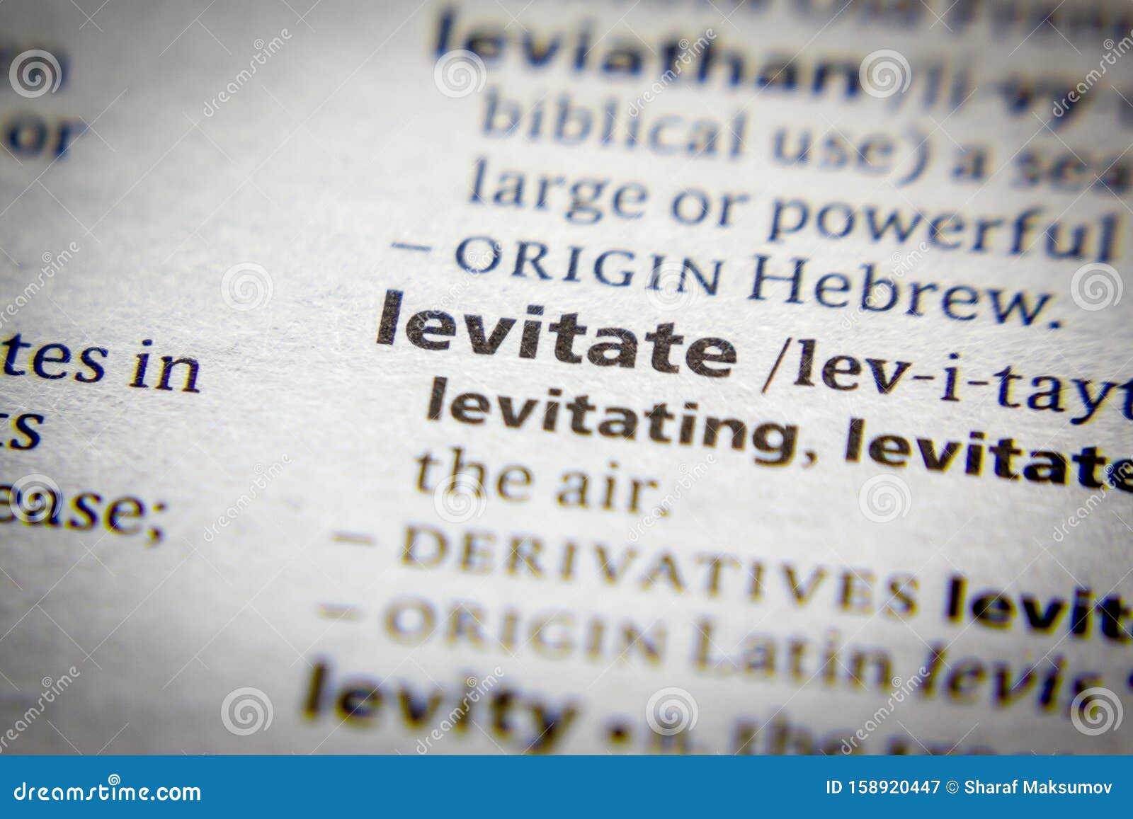 Word or Phrase Levitate in a Dictionary Stock Image - Image of ...
