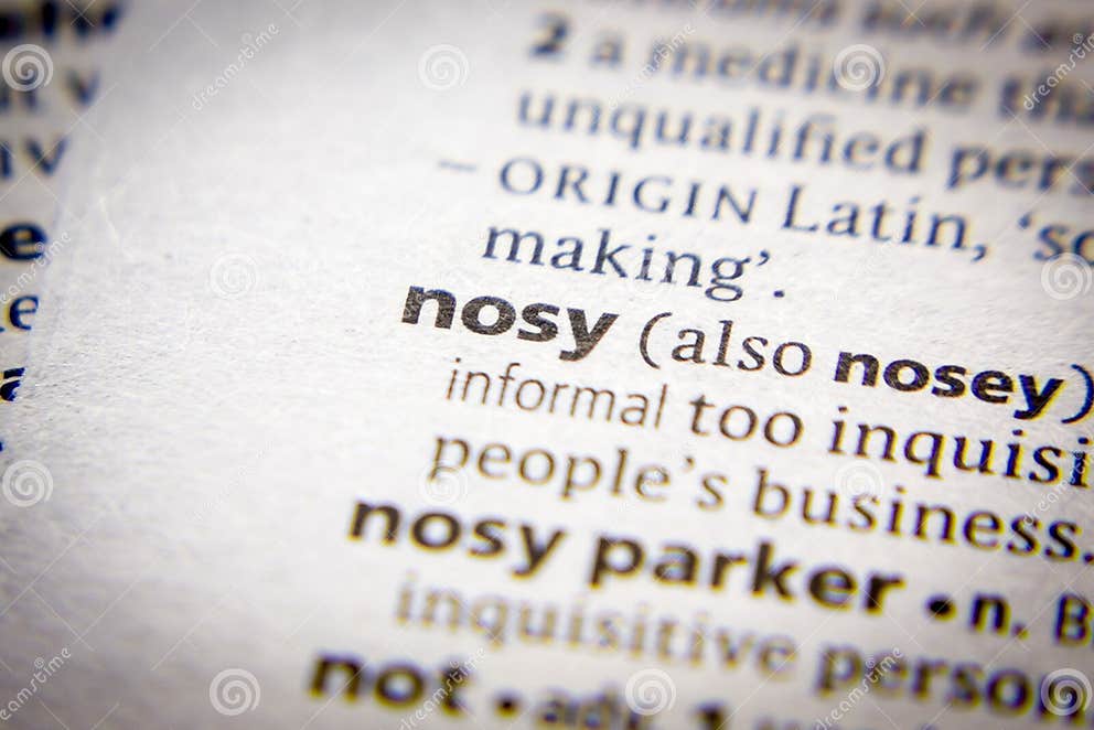 Word or Phrase Nosy in a Dictionary Stock Photo - Image of magnifying ...