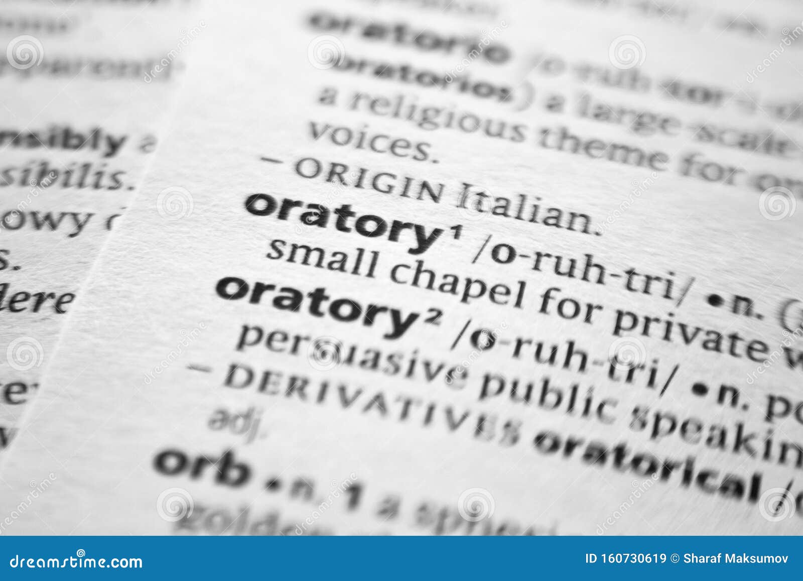 Word or Phrase Oratory in a Dictionary Stock Image - Image of black ...