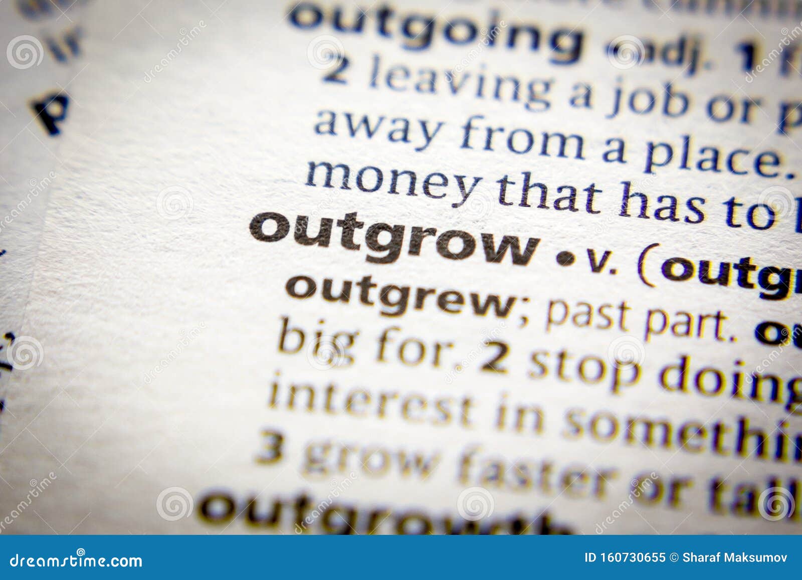 Word or Phrase Outgrow in a Dictionary Stock Image - Image of ...