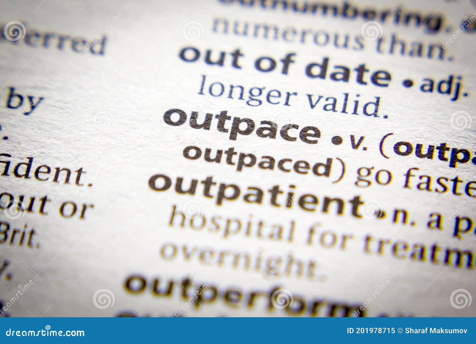 Word or Phrase Outpace in a Dictionary. Stock Image - Image of ...