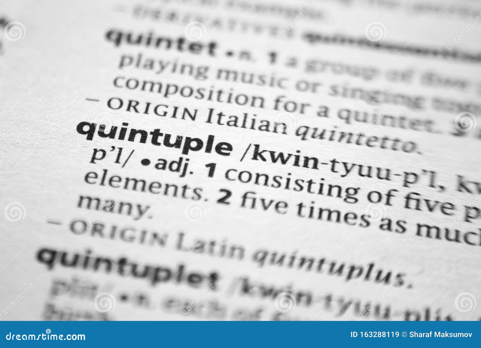 Word or Phrase Quintuple in a Dictionary Stock Image - Image of ...