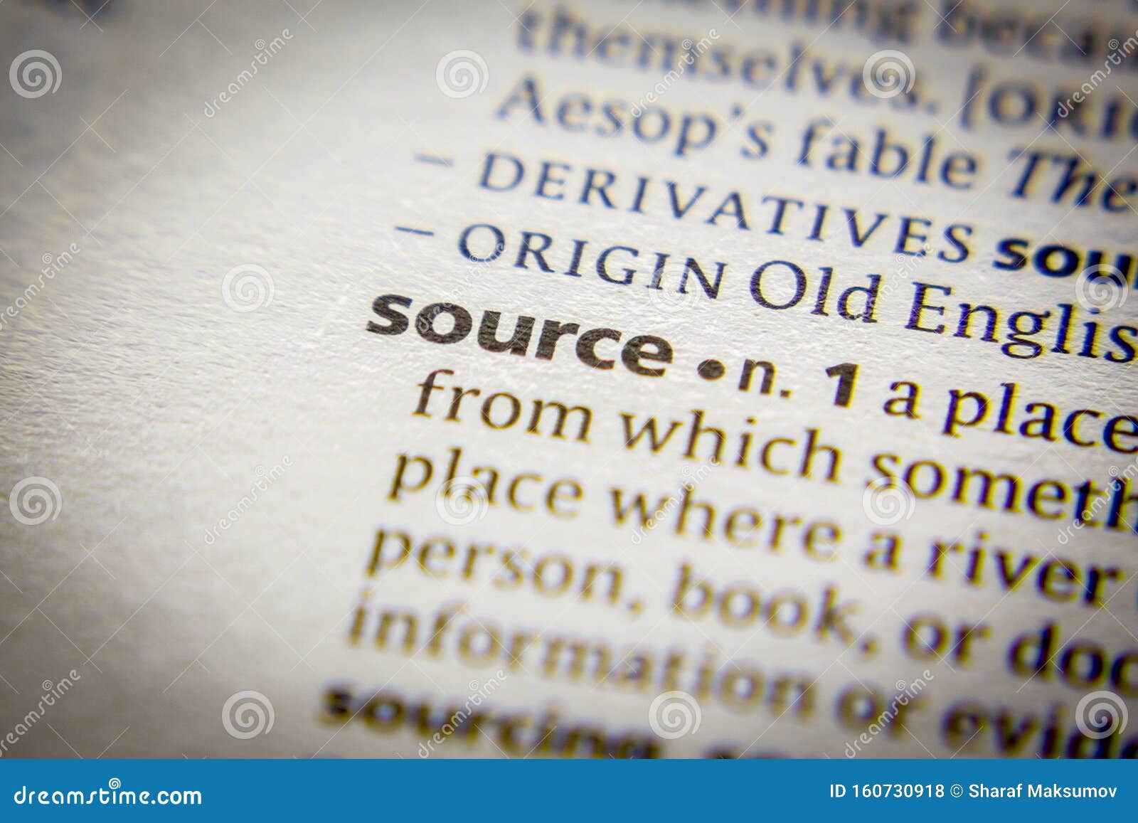 Word or Phrase Source in a Dictionary Stock Photo - Image of editorial ...
