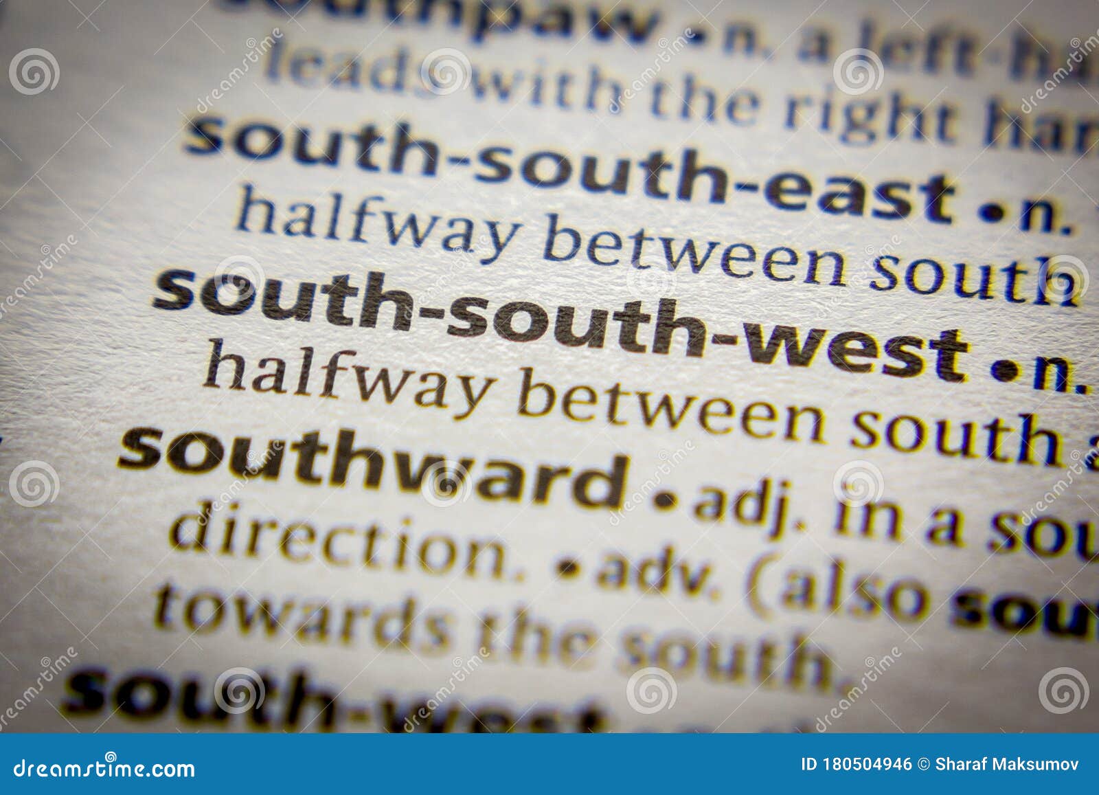 Word or Phrase South-south-west in a Dictionary Stock Photo - Image of ...