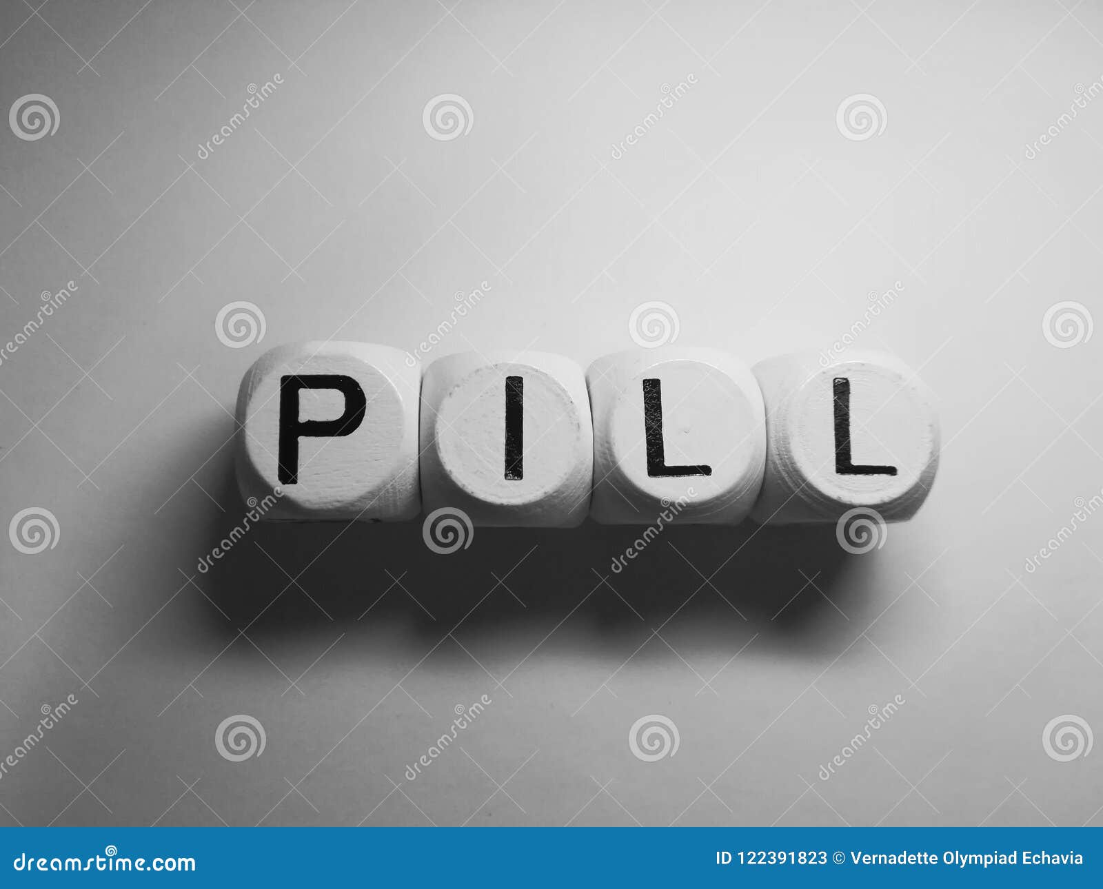 Word pill spelled on dice stock image. Image of sign - 122391823