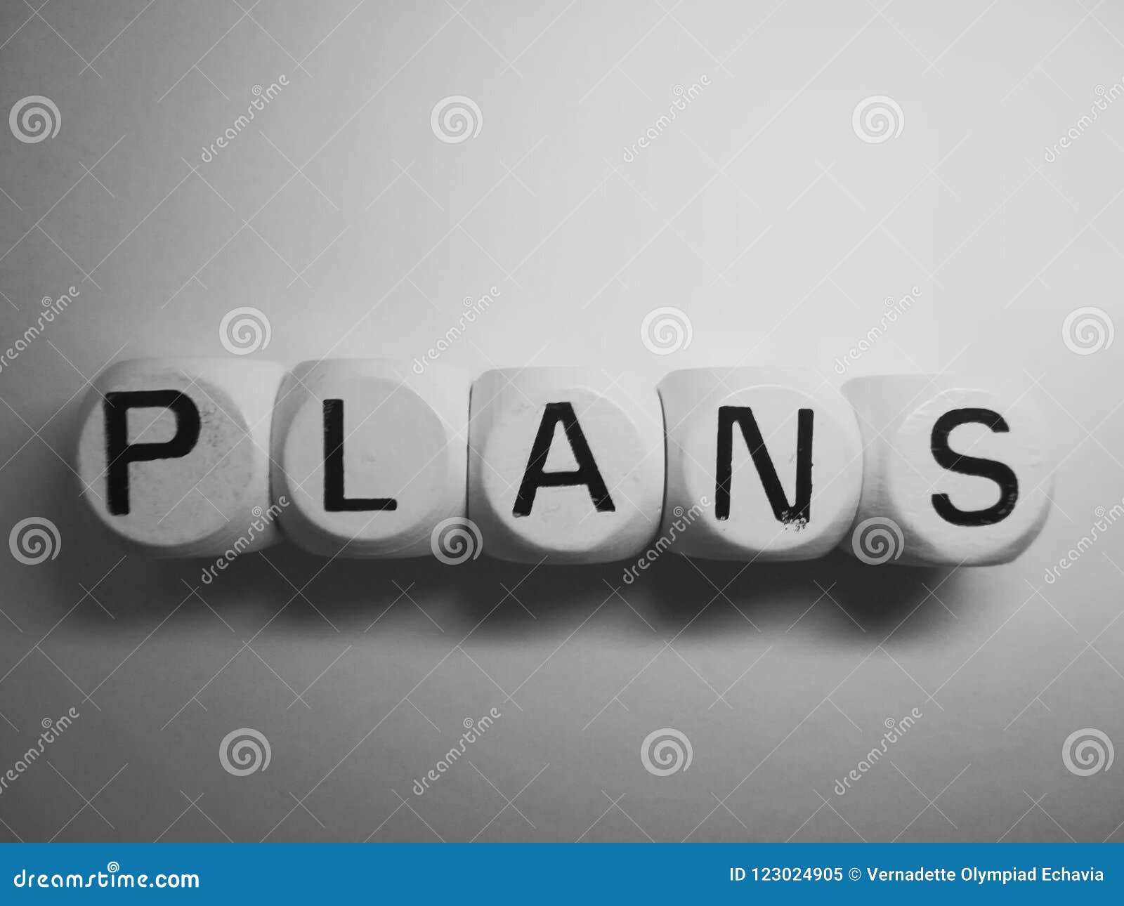 Word plans spelled on dice stock image. Image of concept - 123024905