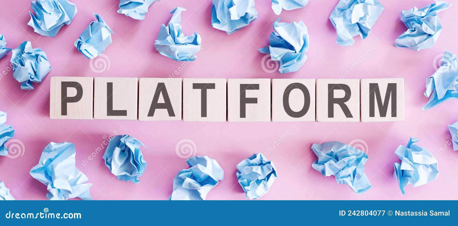 Word Platform Made of White Square Letters on Pink Background Stock ...
